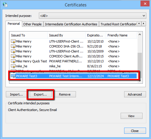 How to Export a Public Certificate
